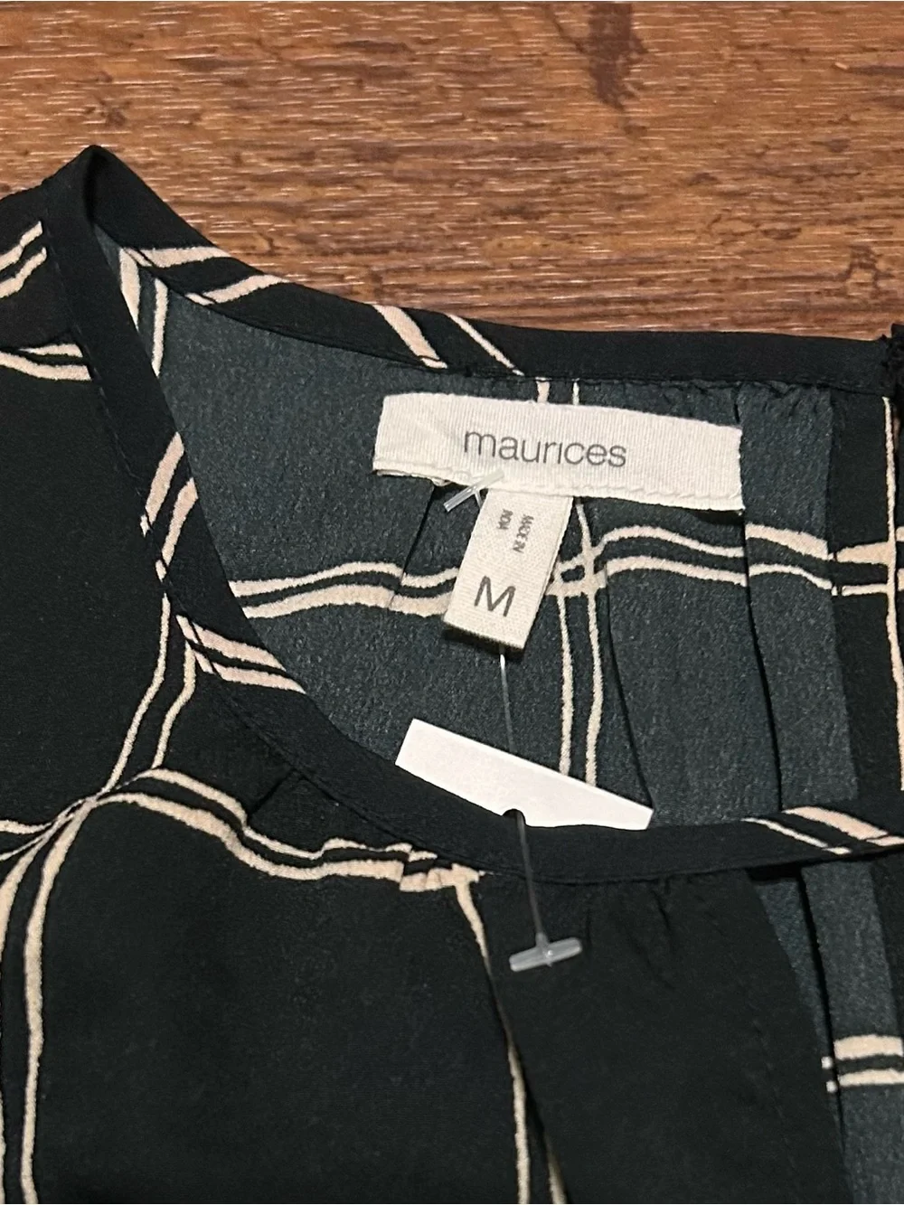 Maurices | Tops | Maurices Black Windowpane Blouse With Cream Grid ...